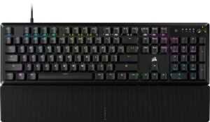 corsair k70 core rgb mechanical gaming keyboard with palmrest - pre-lubricated corsair mlx red linear keyswitches - sound dampening - media control dial - icue compatible - qwerty na layout - black