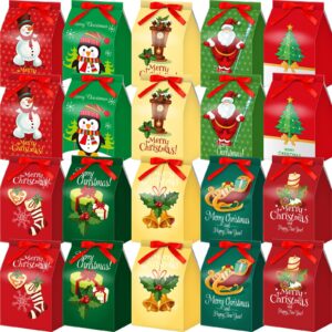 cholemy 100 pieces christmas paper gift boxes xmas small treat boxes christmas candy boxes for gift giving xmas house shaped gift wrapping boxes for christmas party supplies decoration