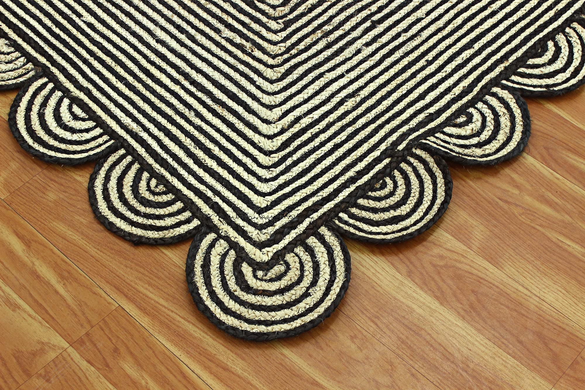 CASAVANI Collection Square Area Rug - 10x10 Feet Black Braided Jute Rug Geometric Kilim Rug Indoor Outdoor Use Carpet Flatweave Rugs for Bedroom Bedside Custom Mat Dining Table Mat