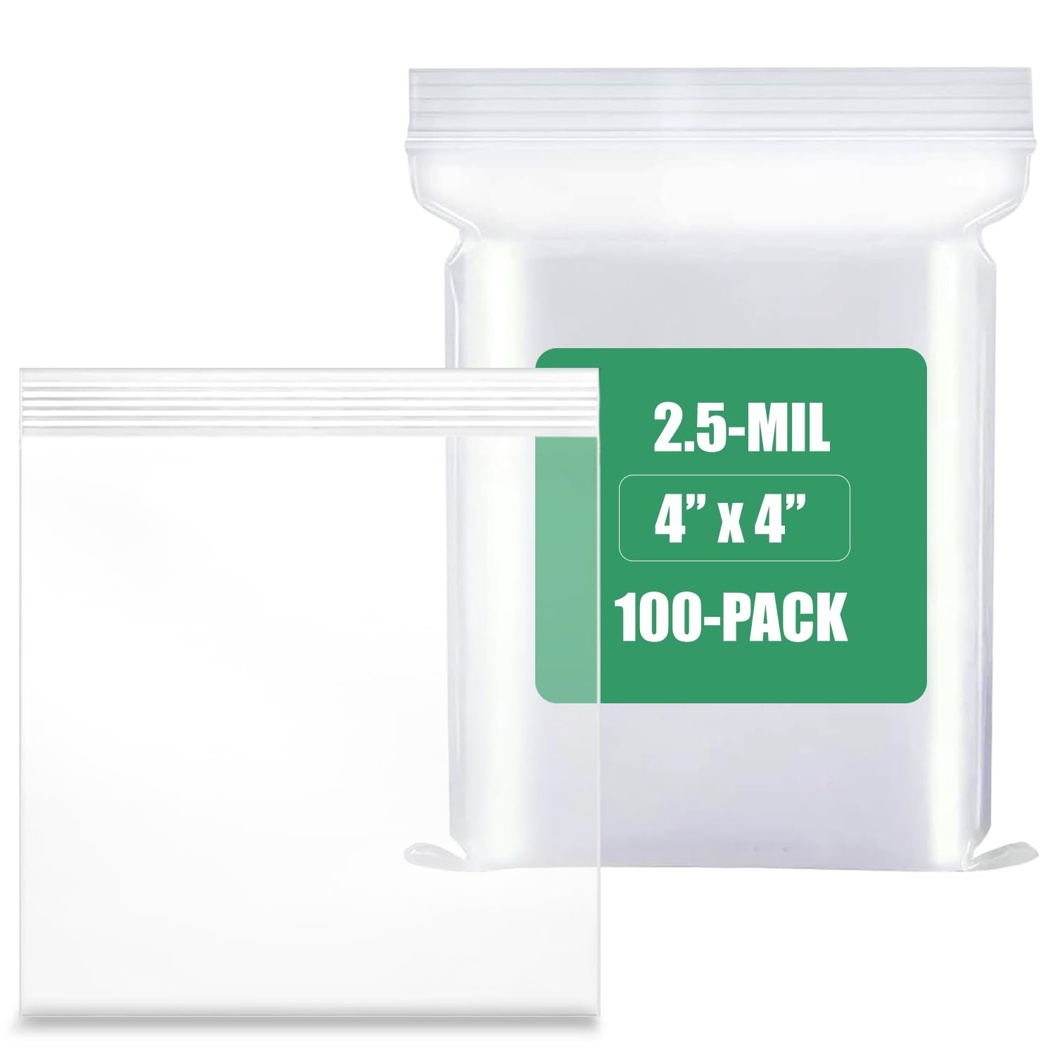 100-Count, (4" x 4") - 2.5 Mil Thickness Clear Zipper Reclosable Bag, Zip Bags, Ultra Heavy Duty Lock Seal Poly Plastic Bags for Prints, Photos, Documents, Clothing, T-Shirt