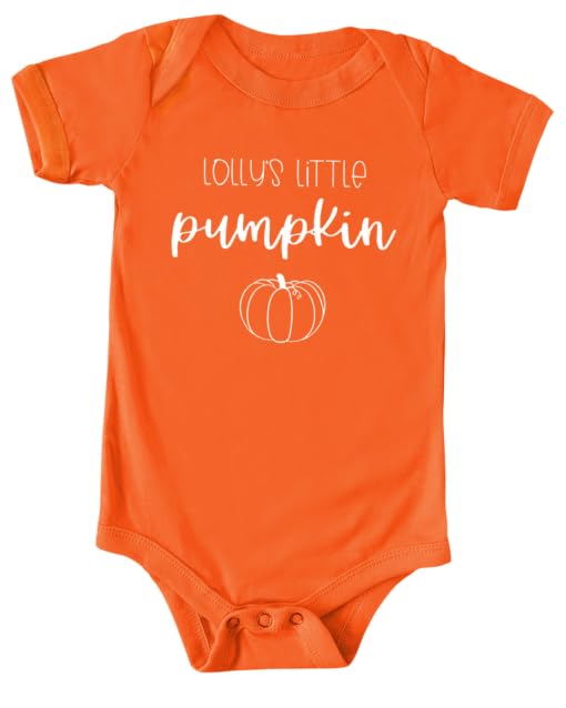 Lolly's Little Pumpkin Black or Orange Infant Bodysuit, Fall Baby Shower Newborn Gift, Pregnancy Reveal Onesie Present, Halloween, Unisex (12M, Long Sleeve, Black)