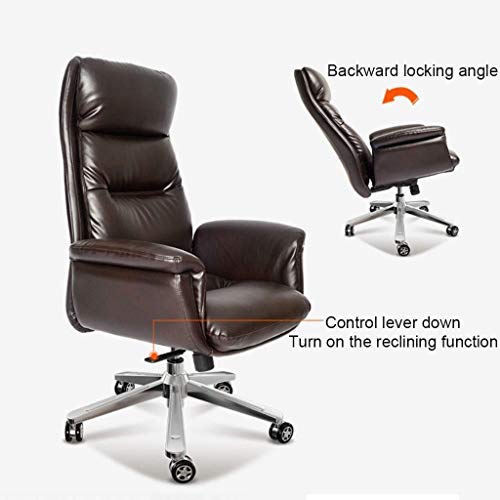 POCHY Family Office Chair High Back Large Seat Swivel Computer Chair PU Leather Tilt Function Simple Comfortable Sedentary Boss Chair (Color : White, Size : Grey)