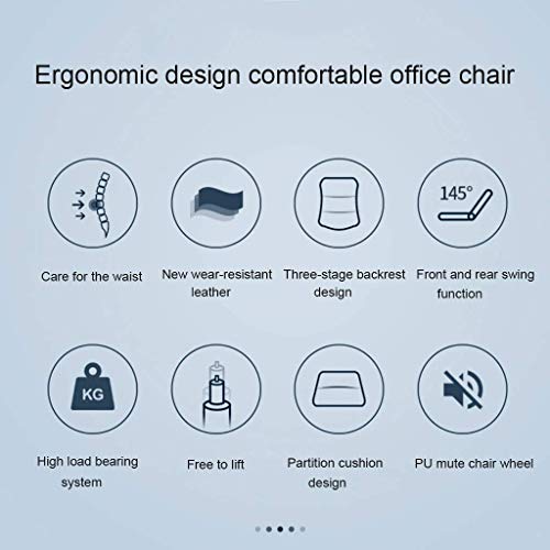 POCHY Family Office Chair High Back Large Seat Swivel Computer Chair PU Leather Tilt Function Simple Comfortable Sedentary Boss Chair (Color : White, Size : Grey)