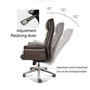 POCHY Family Office Chair High Back Large Seat Swivel Computer Chair PU Leather Tilt Function Simple Comfortable Sedentary Boss Chair (Color : White, Size : Grey)