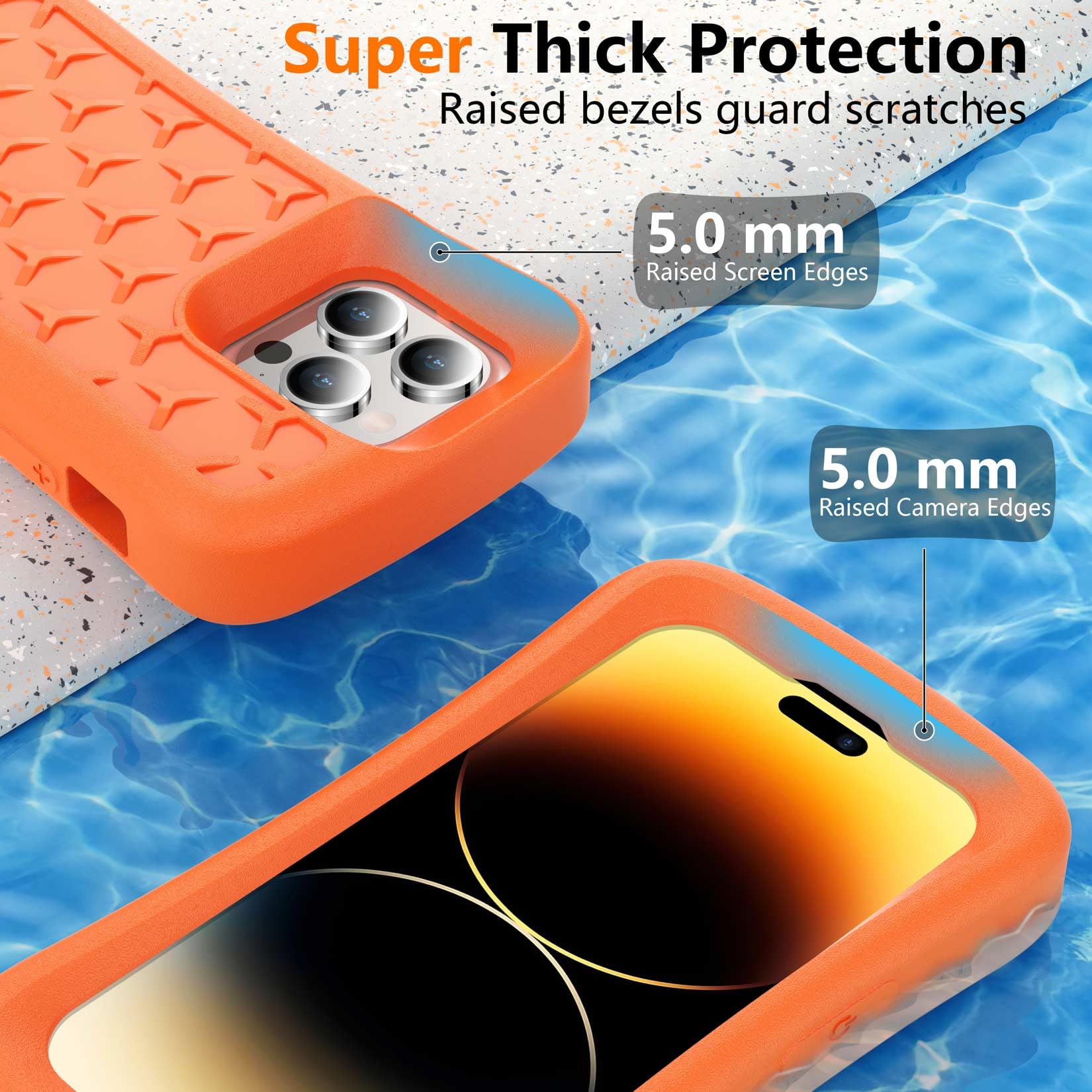 Temdan Floating Phone Case for iPhone 15 Pro Max/15 Plus/14 Pro Max/14 Plus/13 Pro Max/12 Pro Max Case,[24FT Military Dropproof] Shockproof Protective Floating Case 6.7 Inch Orange