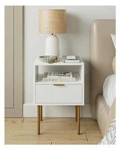 aepoalua nightstand,small bedside table with gold frame,white night stand,bedside furniture,side table with drawer and shelf for bedroom,living room