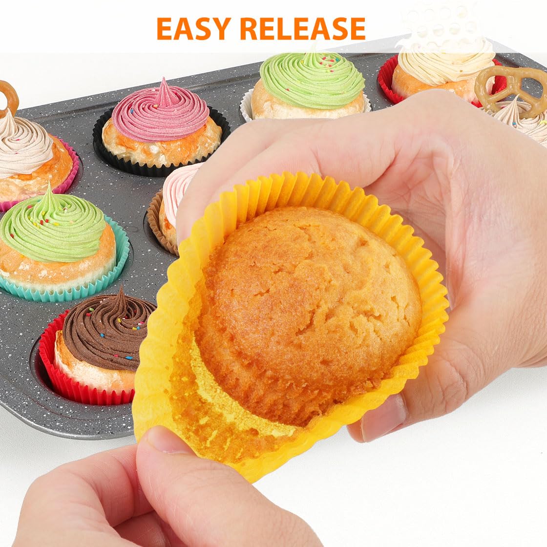 Standard Orange Cupcake Liners for Baking 200 Counts - Caperci Greaseproof Muffin Baking Cups for Wedding Birthday Party Baby Shower Festivals (Orange)