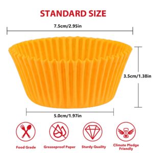 Standard Orange Cupcake Liners for Baking 200 Counts - Caperci Greaseproof Muffin Baking Cups for Wedding Birthday Party Baby Shower Festivals (Orange)