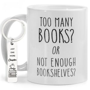 Library Bookshelf Coffee Mug Gifts for Book Lovers, Readers, Bookish, Birthday, Mothersday, Fathersday, Christmas Library Mug for Cat and Book Lover 3D White Coffee Mug 11Oz With Keychain