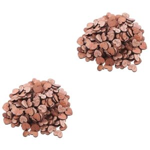 exceart 1000 pcs heart table buttons for decor wedding decoration heart shape patch button embellishments heart wood slice valentines confetti sewing buttons stickers wood grain wooden