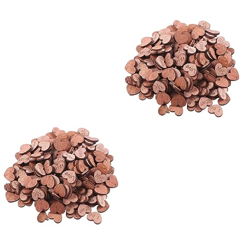 EXCEART 1000 Pcs Heart Table Buttons for Decor Wedding Decoration Heart Shape Patch Button Embellishments Heart Wood Slice Valentines Confetti Sewing Buttons Stickers Wood Grain Wooden