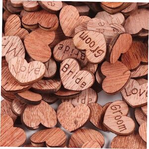 EXCEART 1000 Pcs Heart Table Buttons for Decor Wedding Decoration Heart Shape Patch Button Embellishments Heart Wood Slice Valentines Confetti Sewing Buttons Stickers Wood Grain Wooden