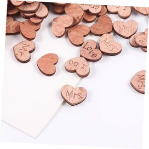 EXCEART 1000 Pcs Heart Table Buttons for Decor Wedding Decoration Heart Shape Patch Button Embellishments Heart Wood Slice Valentines Confetti Sewing Buttons Stickers Wood Grain Wooden