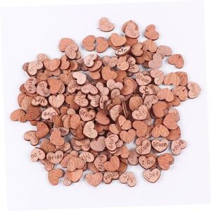 EXCEART 1000 Pcs Heart Table Buttons for Decor Wedding Decoration Heart Shape Patch Button Embellishments Heart Wood Slice Valentines Confetti Sewing Buttons Stickers Wood Grain Wooden