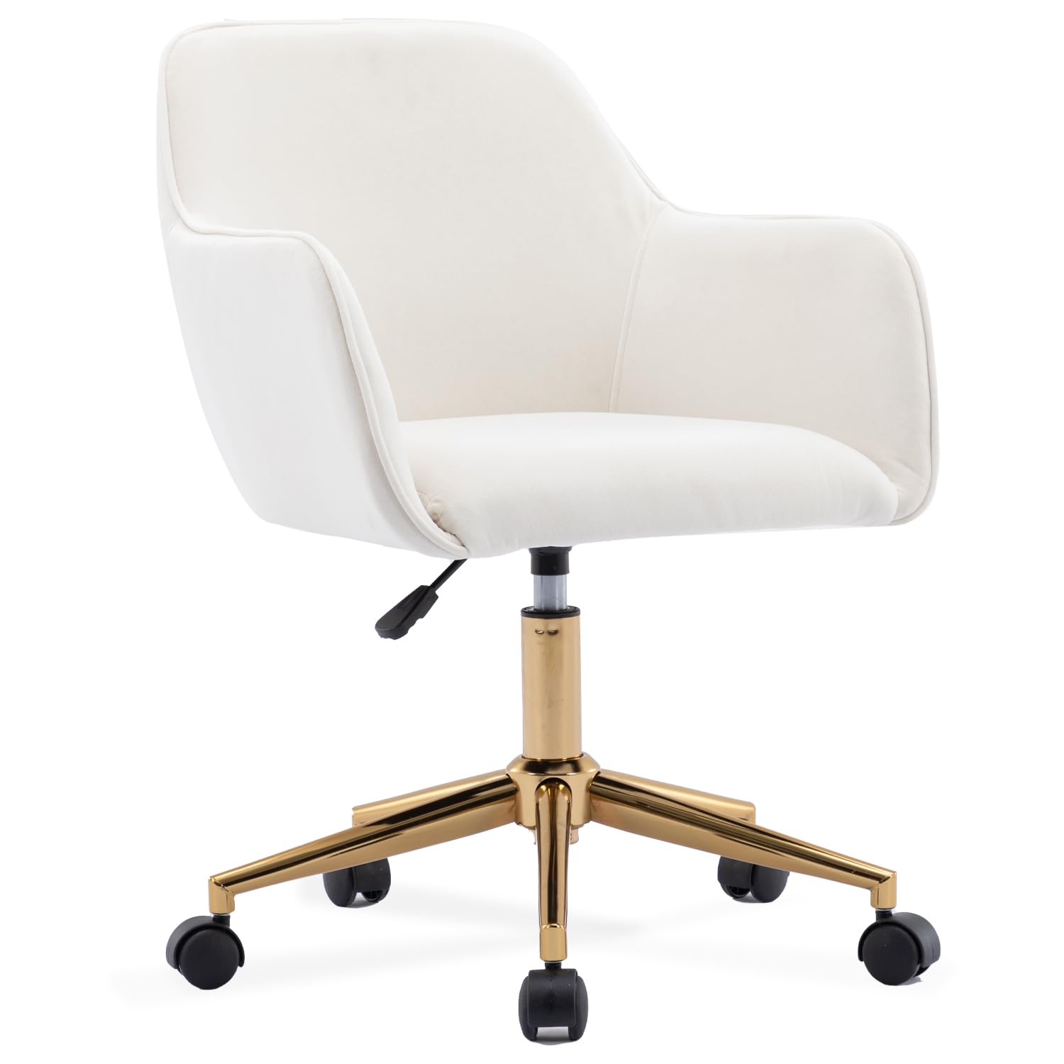 ERILEWE COLLECTION Velvet Home Office Chair, Cute Swivel Desk Chair with Wheels, Modern Rolling Adjustable Vanity Chair with Gold Base for Home Office, Vanity Room，Bedroom