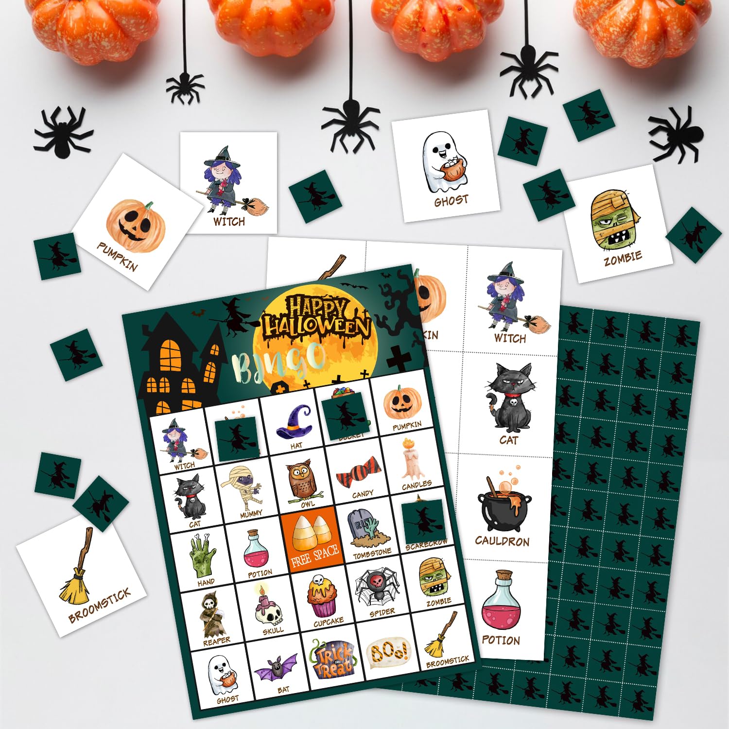 Halloween Bingo Party Games with 24 Players, Halloween Party Games for Girls Boys School Classroom Party Supplies, Classroom Activities, Party Favor Gifts for Young Adults Family Activities - JY903