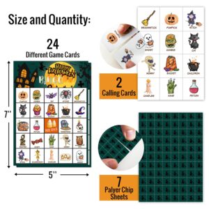 Halloween Bingo Party Games with 24 Players, Halloween Party Games for Girls Boys School Classroom Party Supplies, Classroom Activities, Party Favor Gifts for Young Adults Family Activities - JY903