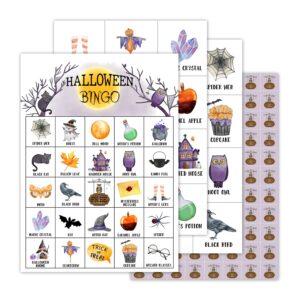 halloween bingo party games with 24 players, halloween party games for girls boys school classroom party supplies, classroom activities, party favor gifts for young adults family activities - jy908