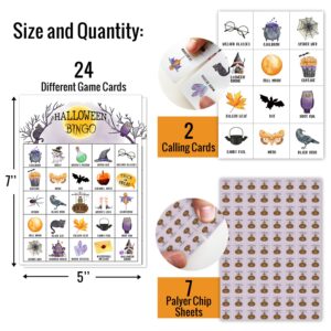 Halloween Bingo Party Games with 24 Players, Halloween Party Games for Girls Boys School Classroom Party Supplies, Classroom Activities, Party Favor Gifts for Young Adults Family Activities - JY908