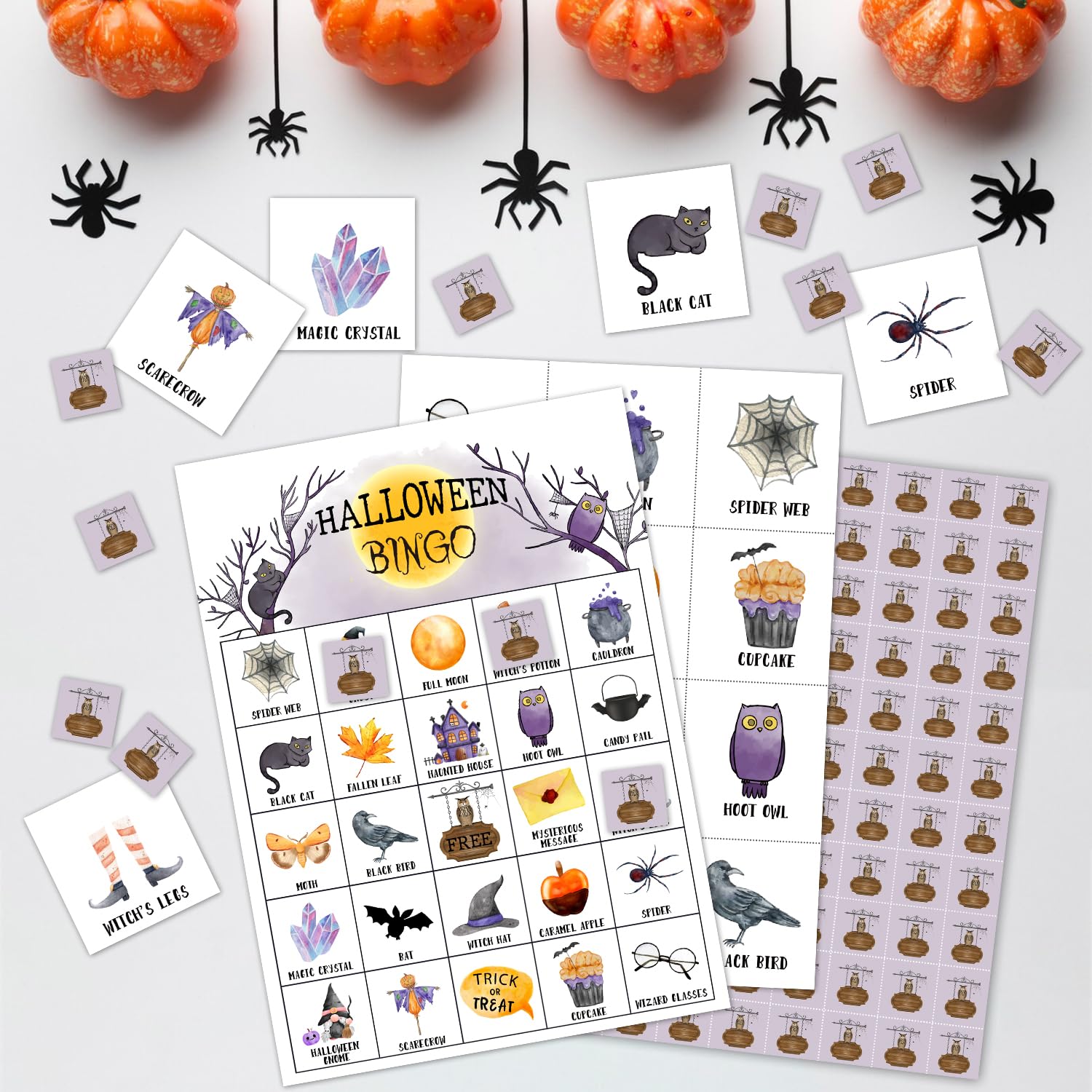 Halloween Bingo Party Games with 24 Players, Halloween Party Games for Girls Boys School Classroom Party Supplies, Classroom Activities, Party Favor Gifts for Young Adults Family Activities - JY908