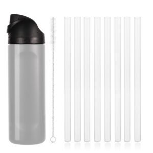 8pcs replacement straws for owala freesip, reusable plastic clear drinking straws with cleaning brush for owala flip 24oz 32oz insulated water bottle tumbler accessories, bpa free