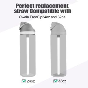 8pcs Replacement Straws for Owala FreeSip, Reusable Plastic Clear Drinking Straws with Cleaning Brush for Owala Flip 24oz 32oz Insulated Water Bottle Tumbler Accessories, BPA Free