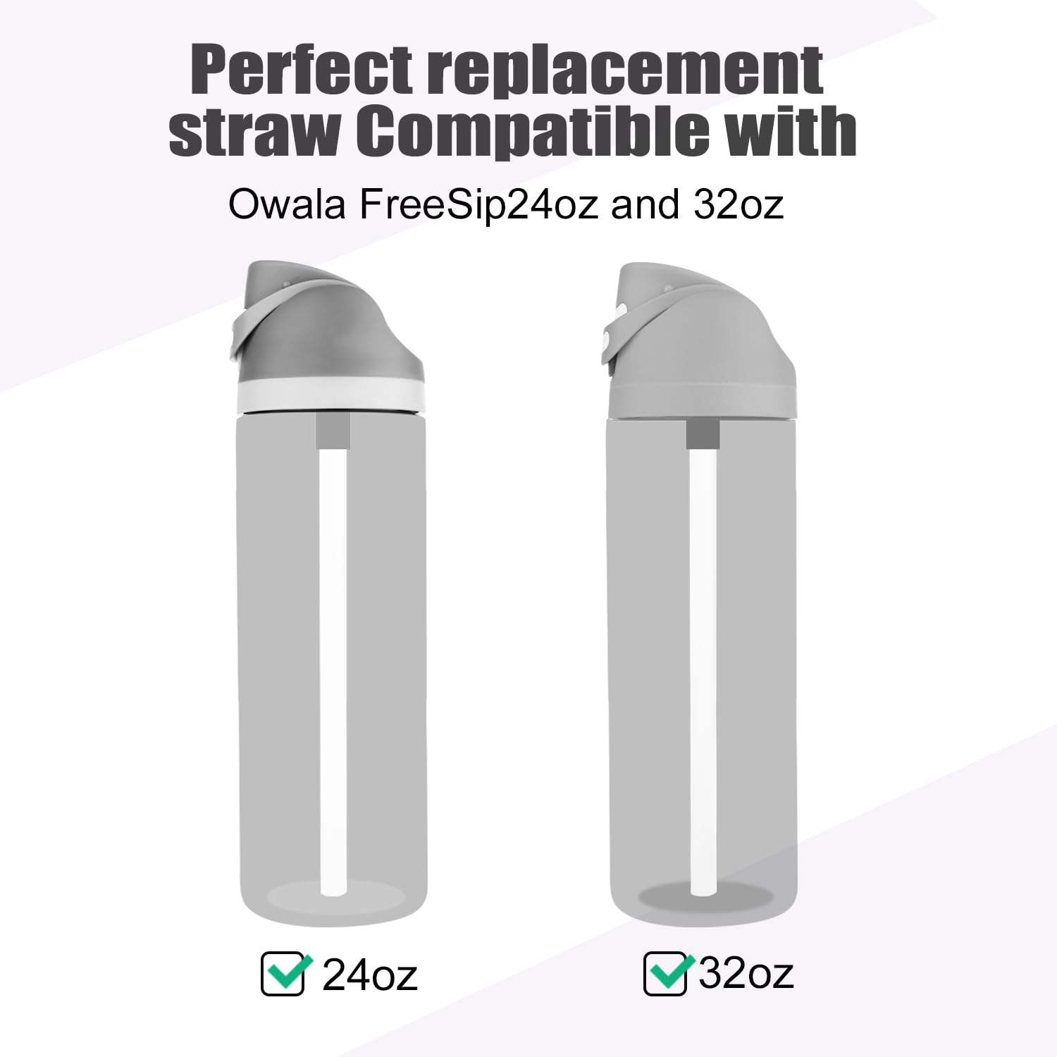 8pcs Replacement Straws for Owala FreeSip, Reusable Plastic Clear Drinking Straws with Cleaning Brush for Owala Flip 24oz 32oz Insulated Water Bottle Tumbler Accessories, BPA Free