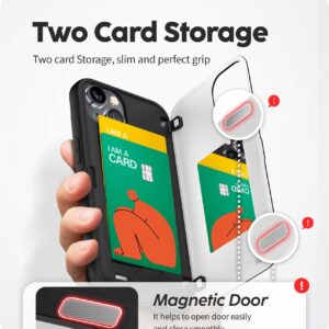 GOOSPERY Magnetic Door Bumper Compatible with iPhone 15 Case, Card Holder Wallet Easy Magnet Auto Closing Protective Dual Layer Sturdy Phone Back Cover - Black