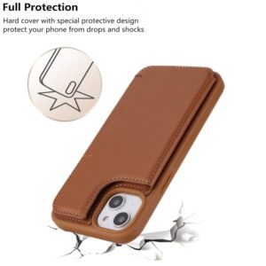 iCoverCase for iPhone 13 Case with Card Holder, iPhone 13 Wallet Case for Women Men [RFID Blocking] PU Leather Protective Wallet Phone Case for iPhone 13 6.1 Inch (Light Brown)