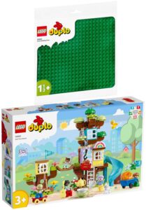 lego duplo set of 2: 10993 3-in-1 tree house & 10980 building plate in green