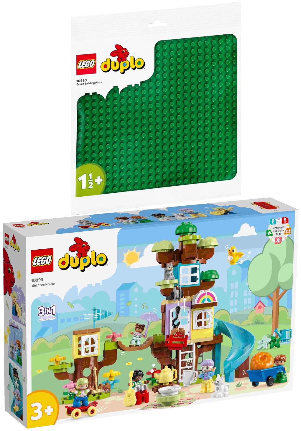 Lego Duplo Set of 2: 10993 3-in-1 Tree House & 10980 Building Plate in Green