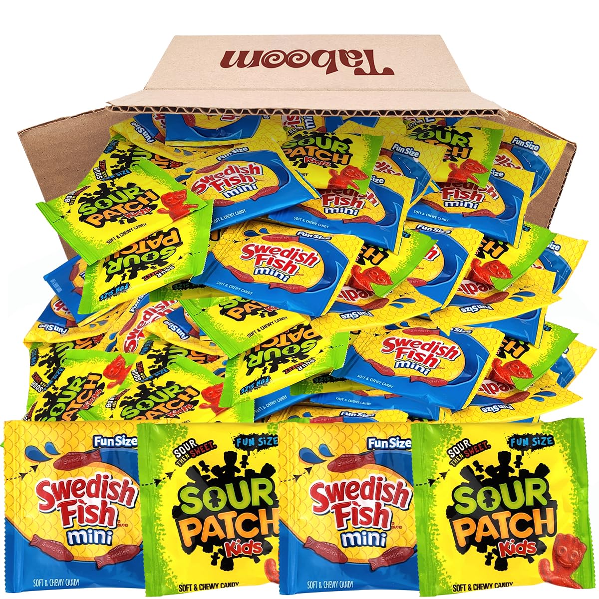 Valentine’s Day SourPatchKids Swedish Fish Candy Bulk for Romantic Sweet Indulgence - Individually Wrapped Mini Mix Variety Pack for Kids, Include 22 Gummy Treat Fun Size Bags, 9.7oz (44Count)