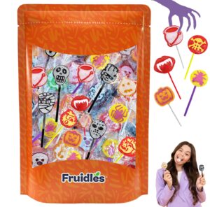 fruidles halloween tattoo lollipop suckers candy, variety pack, goody party bag fillers, individually wrapped (half-pound)