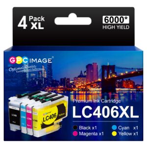 gpc image lc406xl high yield ink cartridge for brother printer for brother lc406 ink cartridges lc406xl lc 406 xl use with brother mfc-j4535dw mfc-j4335dw mfc-j5855dw mfc-j6555dw printer (4 pack)