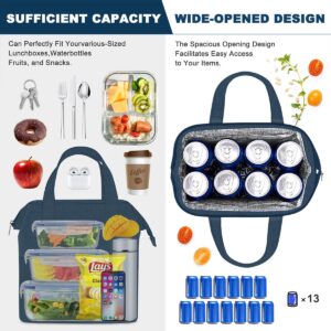 KUBYA Lunch Bag Simple Lunch Box for Women Men Insulated Lunch Bag & 1 Storage bag Simple Reusable Lunch Tote Bag for Work, Picnic Beach or Travel (DENIM)