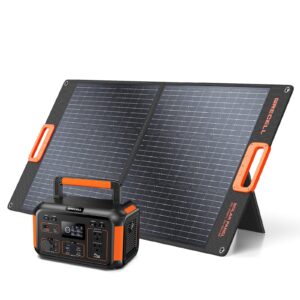 grecell 500w portable power station with 100w solar panel 20v, solar generator 500w ac outlet, portable solar panel mc-4 high-efficiency battery charger for home use camping outdoor trip rv