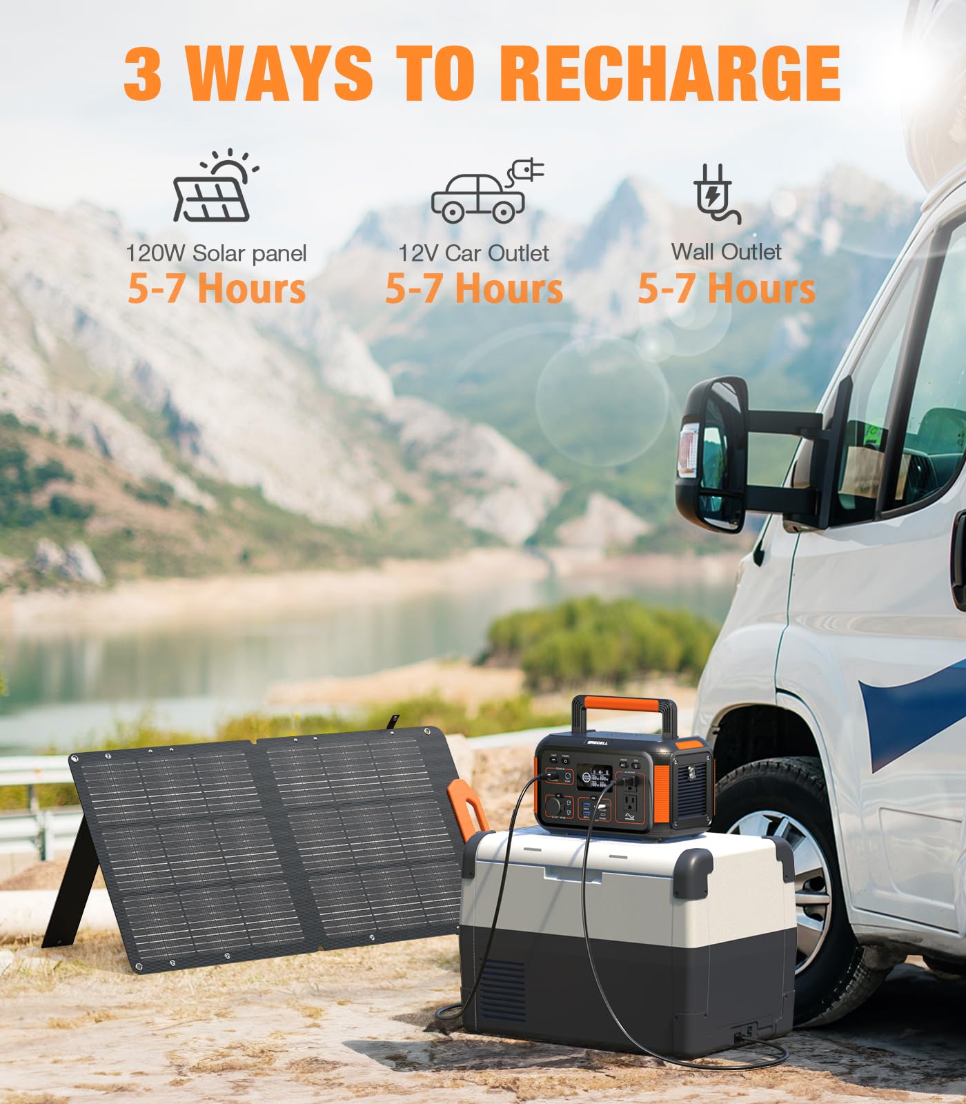 GRECELL 500W Portable Power Station with 100W Solar Panel 20V, Solar Generator 500W AC Outlet, Portable Solar Panel MC-4 High-Efficiency Battery Charger for Home Use Camping Outdoor Trip RV