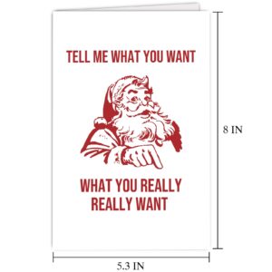 Supoeguk Funny Christmas Card for Men Women, Happy Holiday Card for Friends Family, Cool Santa Card for Him Her, Tell Me What You Really Want