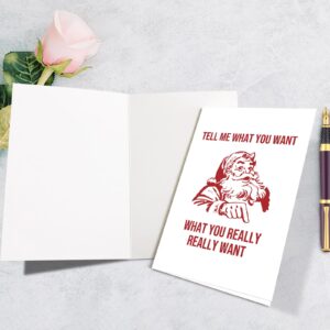 Supoeguk Funny Christmas Card for Men Women, Happy Holiday Card for Friends Family, Cool Santa Card for Him Her, Tell Me What You Really Want