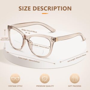 EASY READ Bifocal Reading Glasses for Women,Blue Light Blocking Computer Readers,Stylish Anti Glare Women Eyeglasses(Magnification 3.00, Brown)