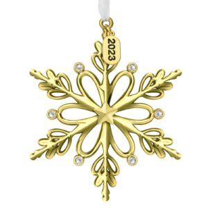 west style 2023 golden christmas tree ornaments–metallic snowflake hanging home deco hanging pendant holiday keepsake gift (c, golden snowflake)