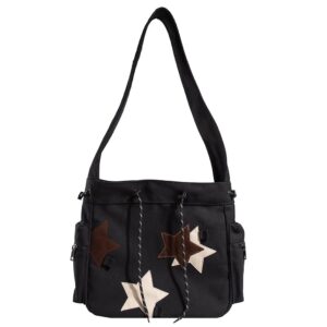 cute kawaii messenger bag canvas crossbody bag aesthetic shoulder bag for women men flap messenger bag with pockets