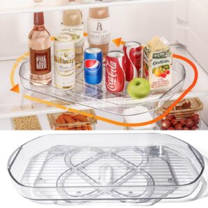 verymodel rectangular lazy susan turntable organizer for refrigerator, 15.76" clear lazy susan for fridge, cabinet, table and pantry, countertop storage and organization