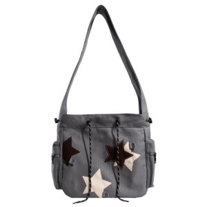 cute kawaii messenger bag canvas crossbody bag aesthetic shoulder bag for women men flap messenger bag with pockets