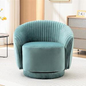 Container Furniture Direct Modern Barrel Swivel Chair with Plush Velvet Upholstery and Smooth 360° Rotation, Round Accent One-Seater Sofa for Living Room, Bedroom and Office, Mint Green