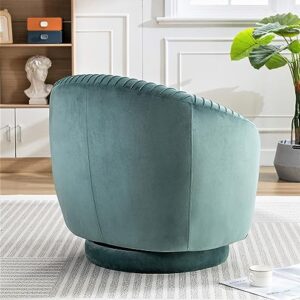 Container Furniture Direct Modern Barrel Swivel Chair with Plush Velvet Upholstery and Smooth 360° Rotation, Round Accent One-Seater Sofa for Living Room, Bedroom and Office, Mint Green