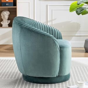 Container Furniture Direct Modern Barrel Swivel Chair with Plush Velvet Upholstery and Smooth 360° Rotation, Round Accent One-Seater Sofa for Living Room, Bedroom and Office, Mint Green