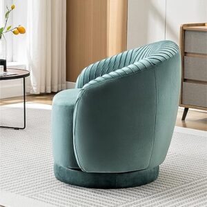 Container Furniture Direct Modern Barrel Swivel Chair with Plush Velvet Upholstery and Smooth 360° Rotation, Round Accent One-Seater Sofa for Living Room, Bedroom and Office, Mint Green