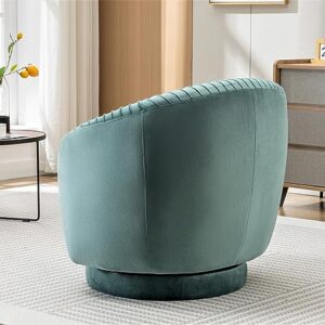 Container Furniture Direct Modern Barrel Swivel Chair with Plush Velvet Upholstery and Smooth 360° Rotation, Round Accent One-Seater Sofa for Living Room, Bedroom and Office, Mint Green