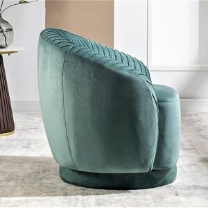 Container Furniture Direct Modern Barrel Swivel Chair with Plush Velvet Upholstery and Smooth 360° Rotation, Round Accent One-Seater Sofa for Living Room, Bedroom and Office, Mint Green